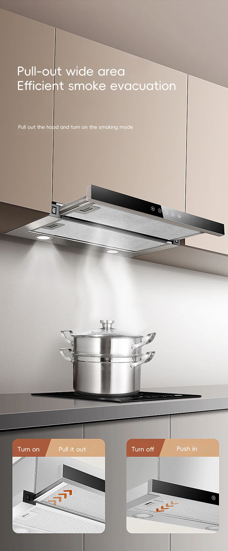 Smart Kitchen Chimney - 600mm Pull-Out Smoke Extractor