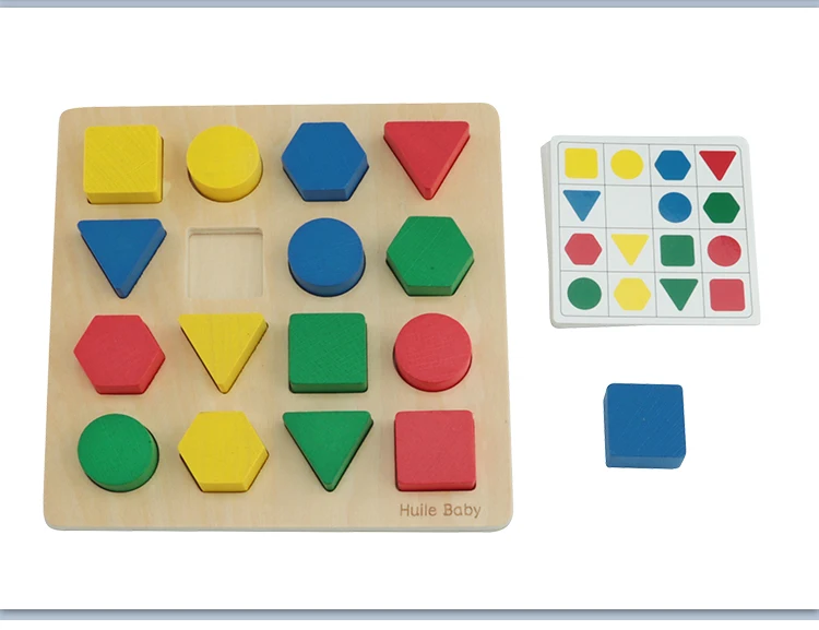 Wooden Geometric Shapes - Stacking Rings & Fractions Puzzles