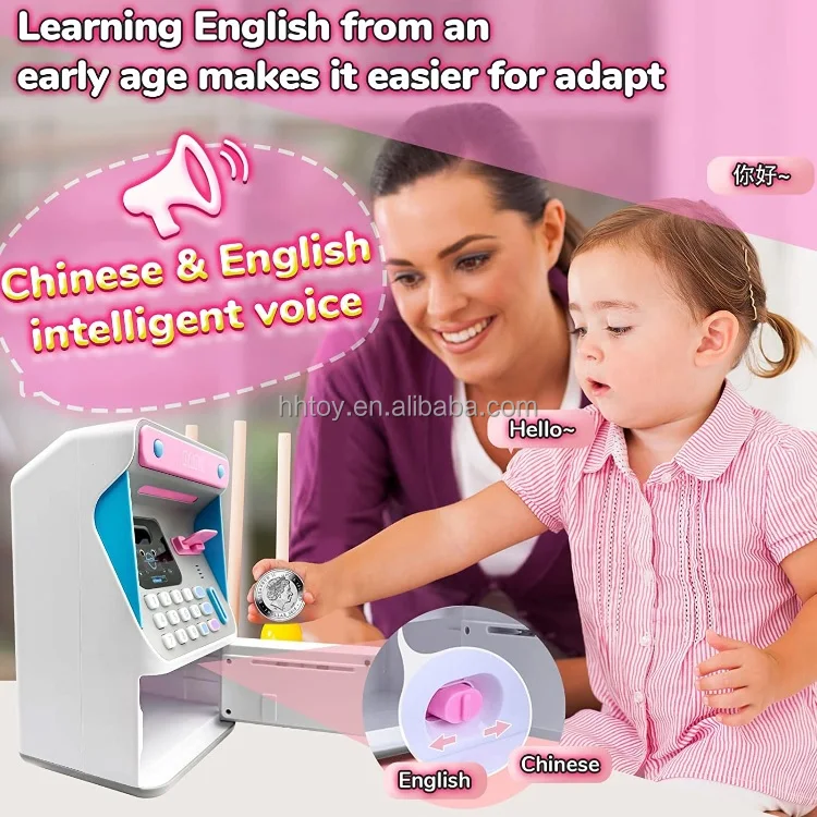 Piggy Money Bank Savings Electronic Mini Atm Machine Cash Coin Real ...