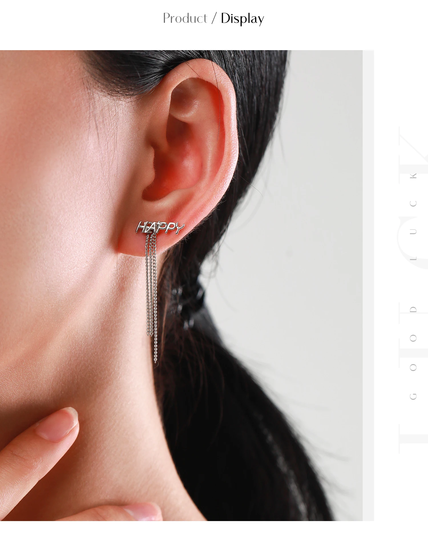 Happy Letters Long Tassel Chain Drop Ear 925 Sterling Silver Elegant ...