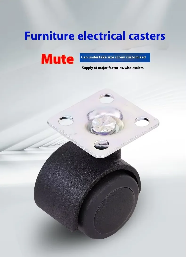 360 Degree Rotate Twin Wheel Castor Wheels 25mm Black Swivel Casters ...