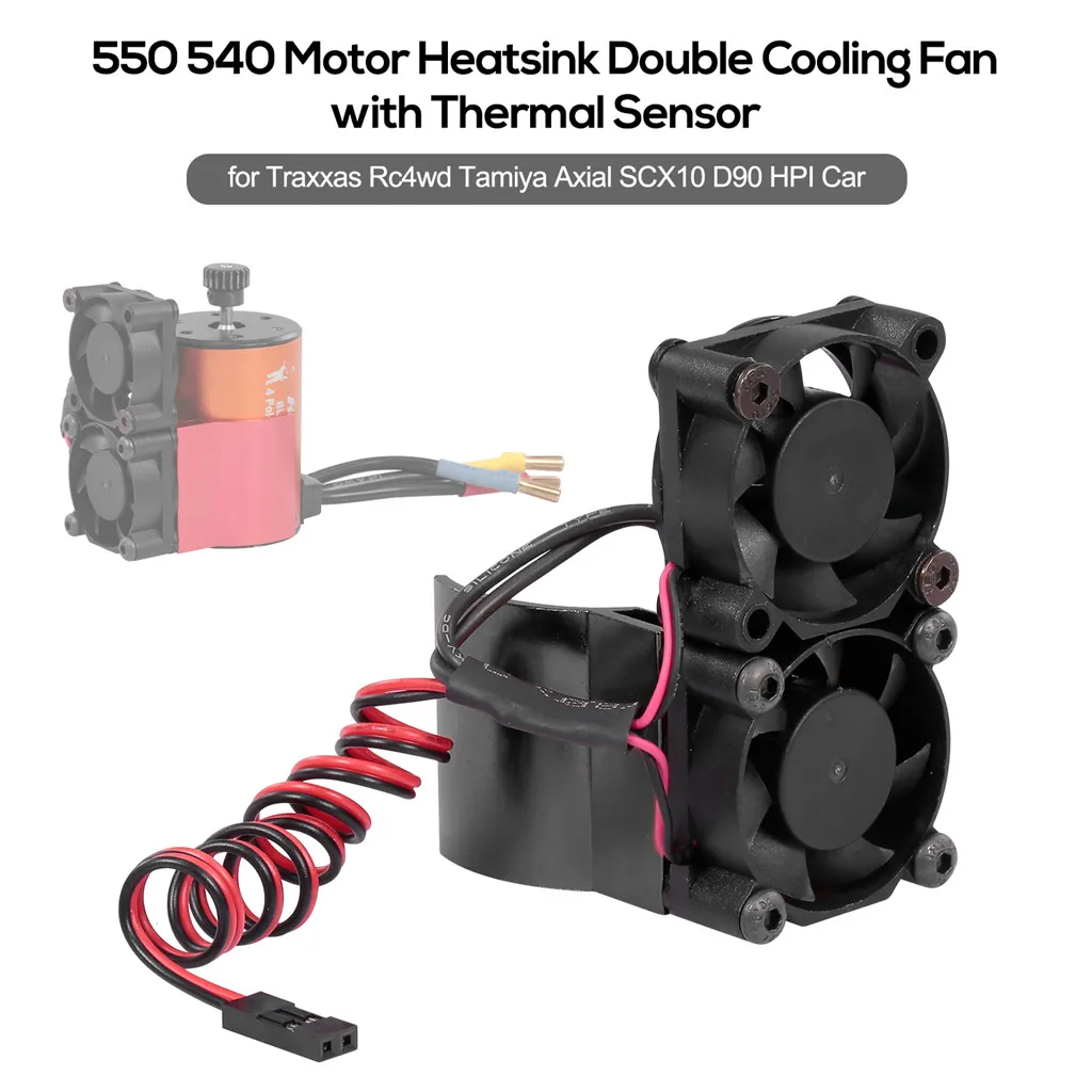 RC Motor Double Cooling Fans with Thermal Sensor for 540 Motors