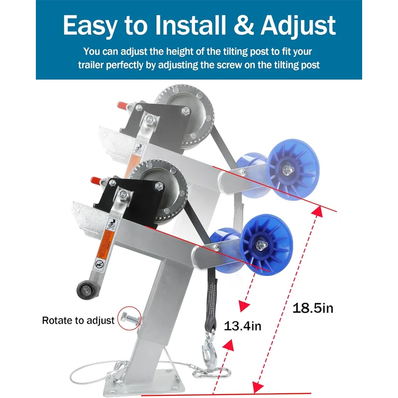 AMBITION Adjustable Boat Trailer Winch Stand with Roller Boat Trailer ...