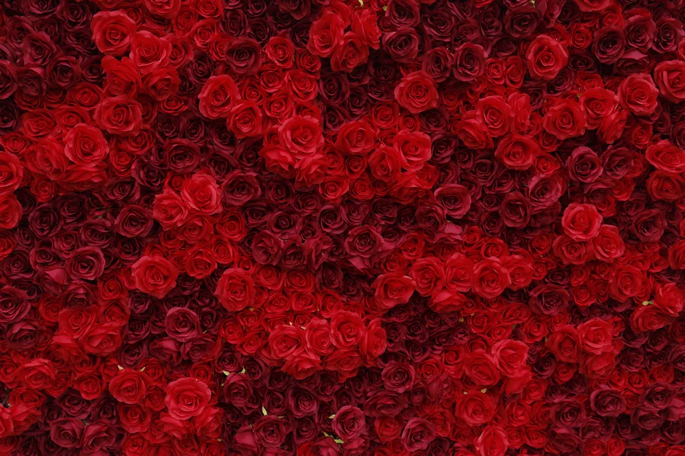 Outdoor Simulation Wall Decoration Red Rose Flower Wall Backdrop Panel ...