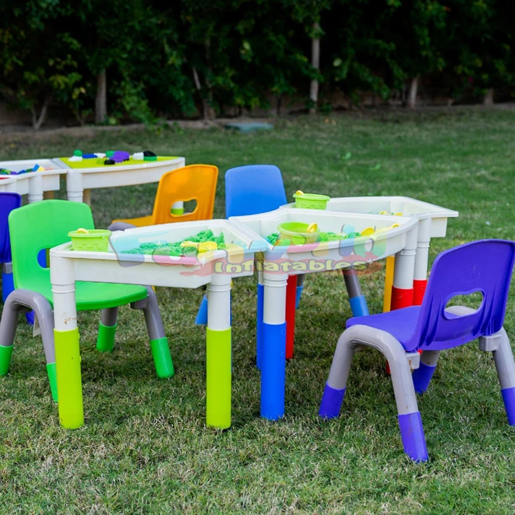 Kids Play Table And Chair Set Party Colorful Diy Safety Plastic Table ...