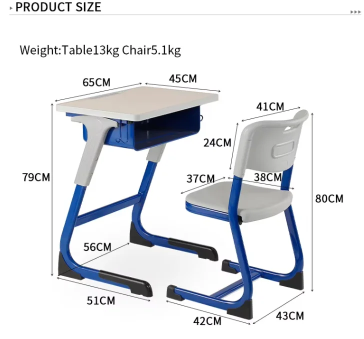 Modern Metal School Furniture Student Desk and Chair Set with Ergonomic ...