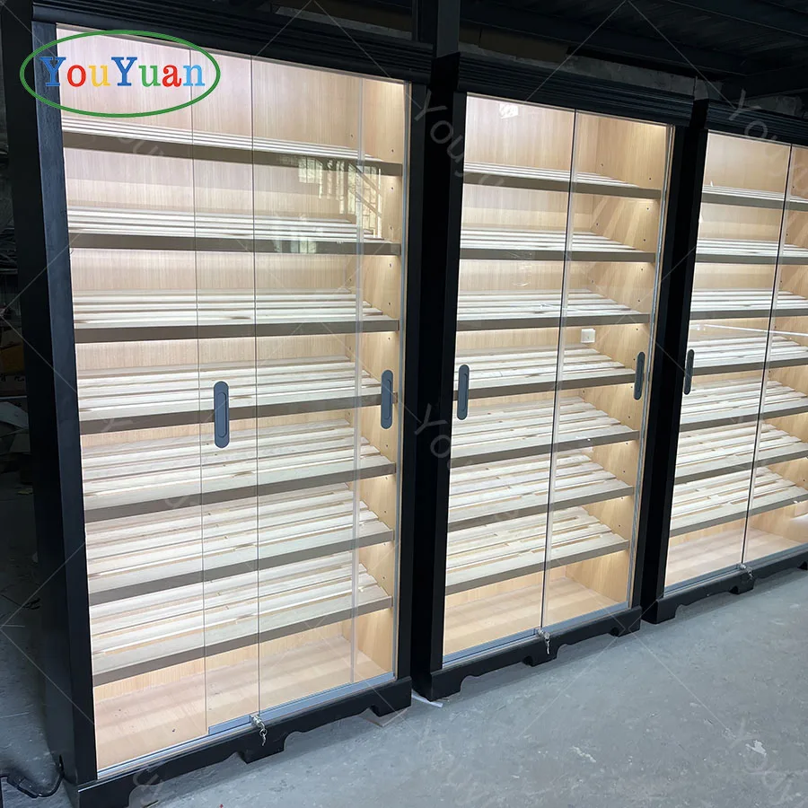 Factory Commercial Fixture Retail Humidor Wooden Cigar Cabinet 6 Feet ...