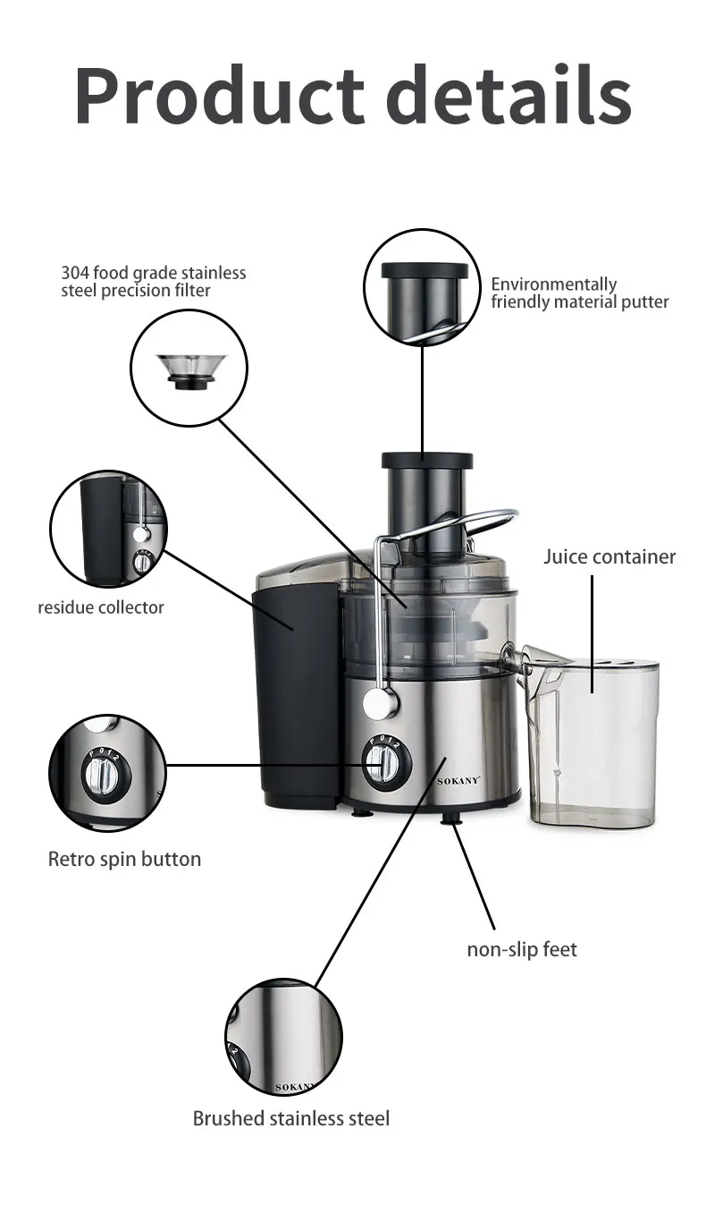 SOKANY 4 in 1 Juicer & Blender Machine for Fresh Juice