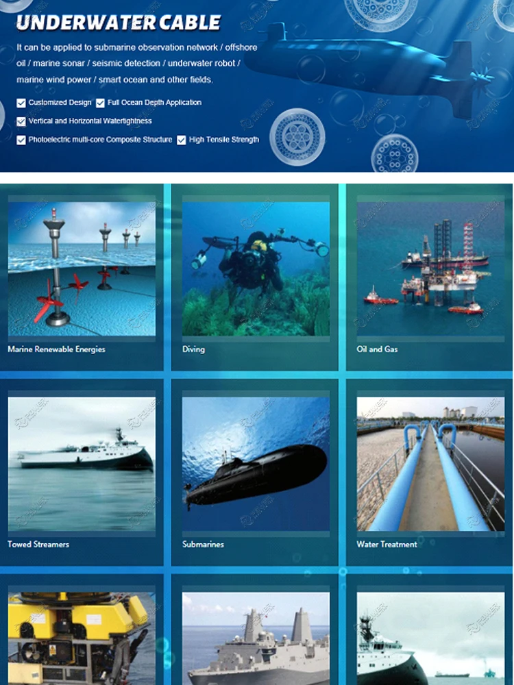 Shielded Twisted Pair Rov Cable Underwater Umbilical Tether With Power ...