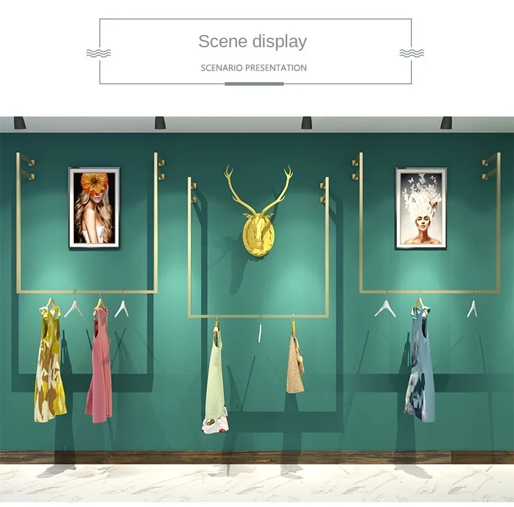 Clothing Store Display Shelf Wall-mounted Clothes Rack Iron Simple ...