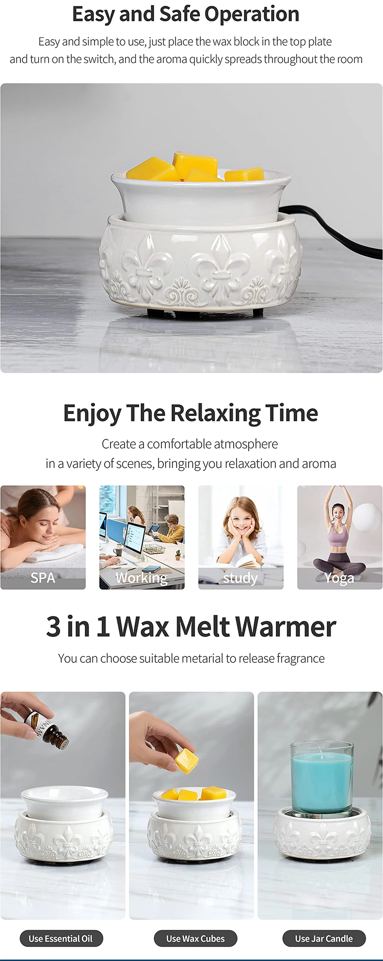 Wholesale Electric Ceramic Wax Melt Burner - Eco-Friendly Candle Wax ...