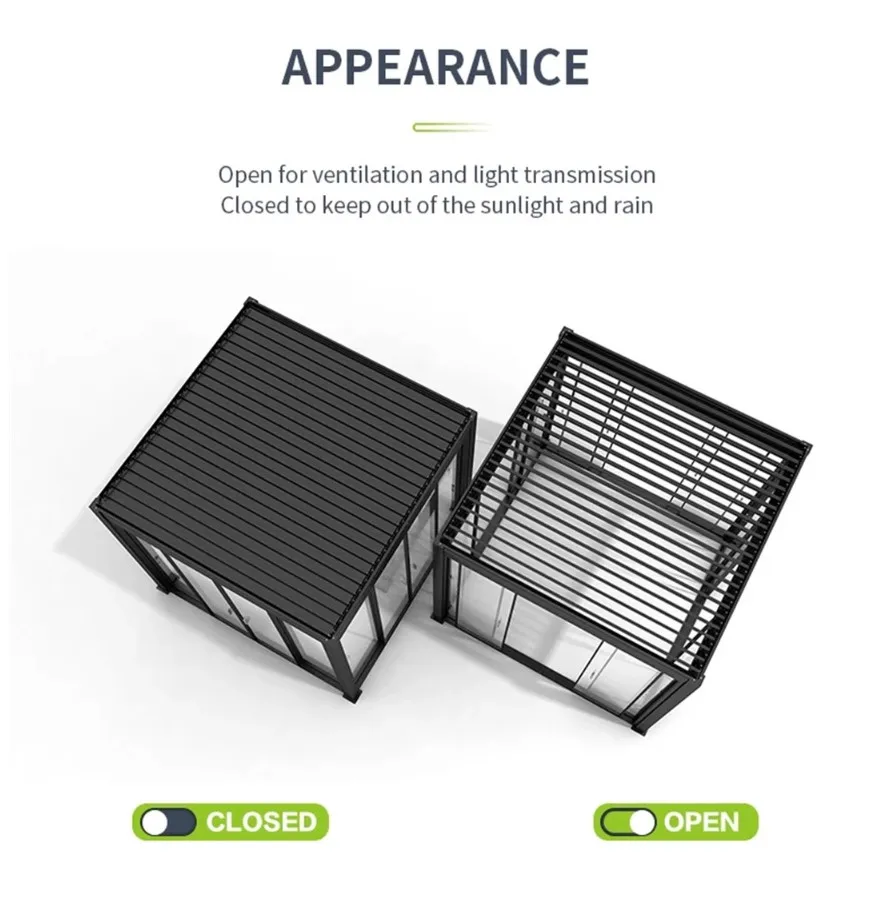 Motorized Outdoor Garden Pergola Waterproof Smart Louvered Roof Pergola ...