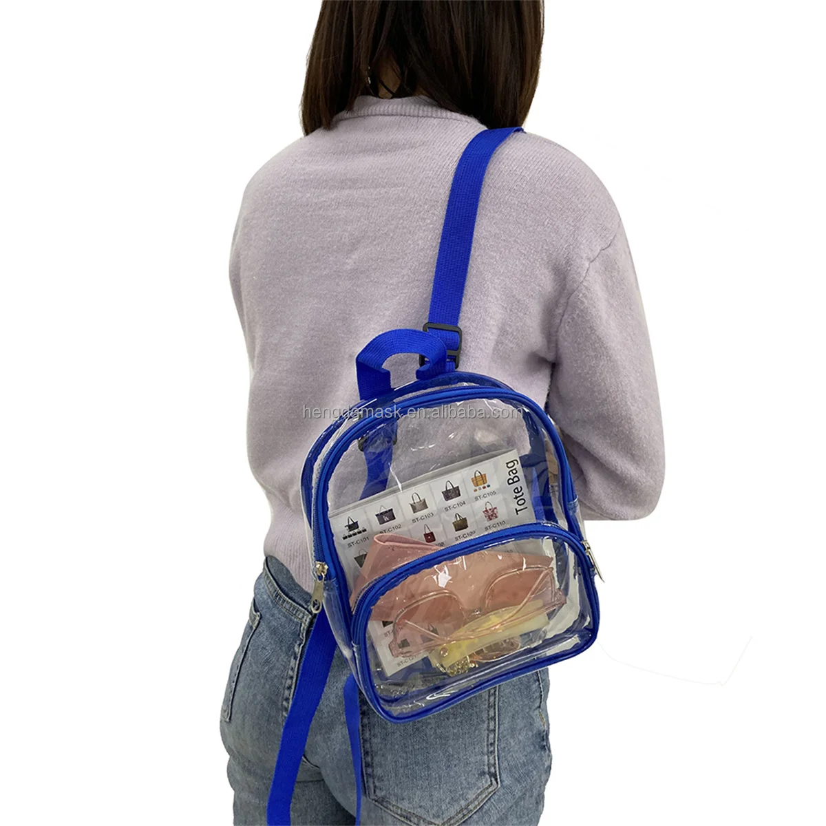 Custom Color Pvc Transparent Backpack See Through Waterproof Women Mini ...