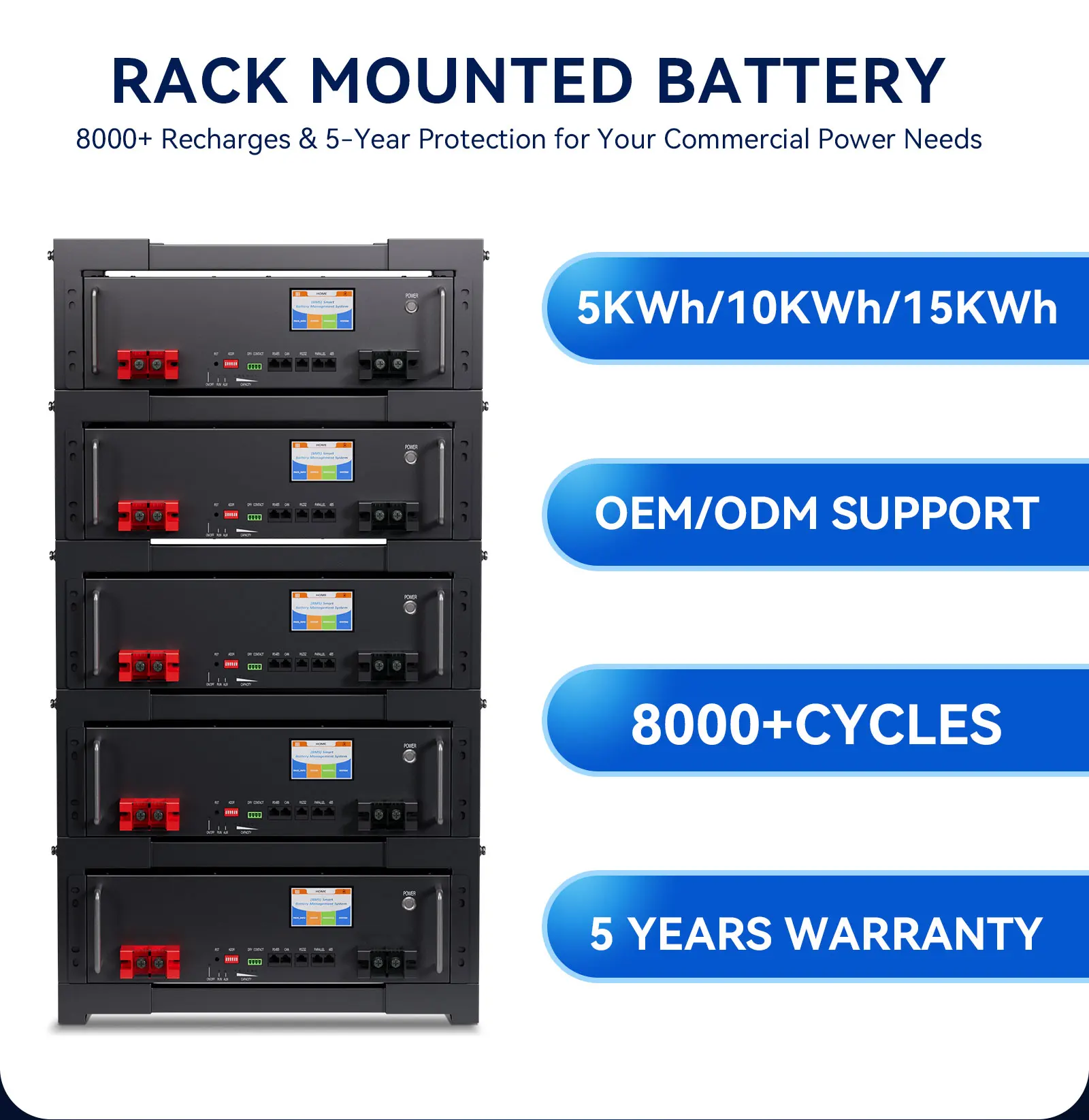 Rack Mounted 3U 5U Solar System Energy Storage 25.6V 51.2V 100AH 200AH ...