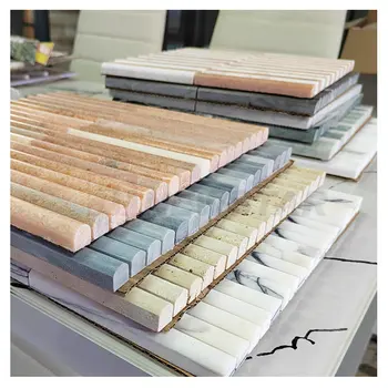 Curve Fluted Marble Tiles Mini Flute Green Modern Mosaic Bathroom Tiles ...