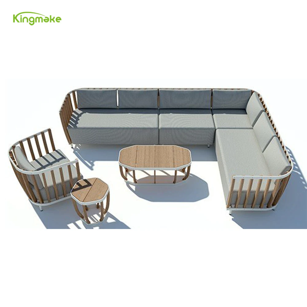 Patio Teak Solid Wood L Shape Sofa Set for Outdoor Comfort