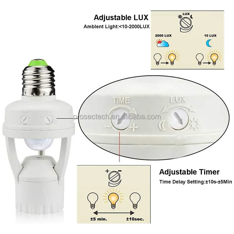 Motion Sensor Light Socket, Smart E27 PIR Motion Sensor Light Switch ...