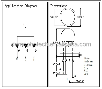 1.8-3.2V Milky Lens WS2812 5mm 4Pin RGB Pixel LED Diode 60 Degree Beam ...