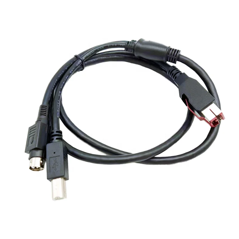 OEM 24V Powered USB Y Cable to Hosiden 3 Pin Din Male Printer Cable for ...