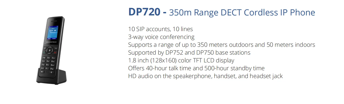 Cordless IP Phones Grandstream DP750 - Long-Range DECT Voip Base Station