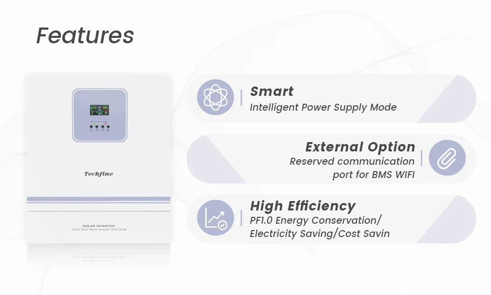 Techfine Solar Hybrid Inverter 3Kw 8kw 5Kw On-Grid and Off-Grid Solar ...