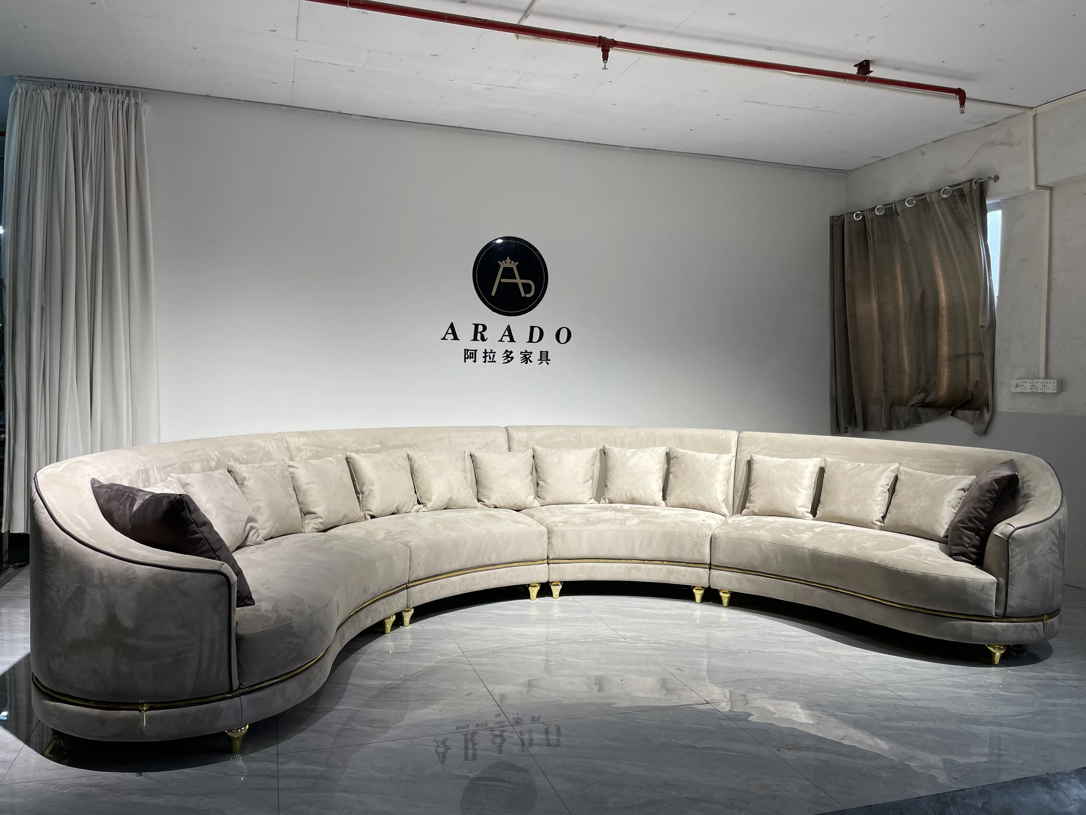 Luxury Italian Sofa Set Furniture Ss Frame L Shaped Sofa Fabric Leather ...