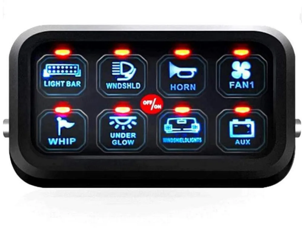 Universal 8 Gang Car Light Switch Panel with LED Touch Control