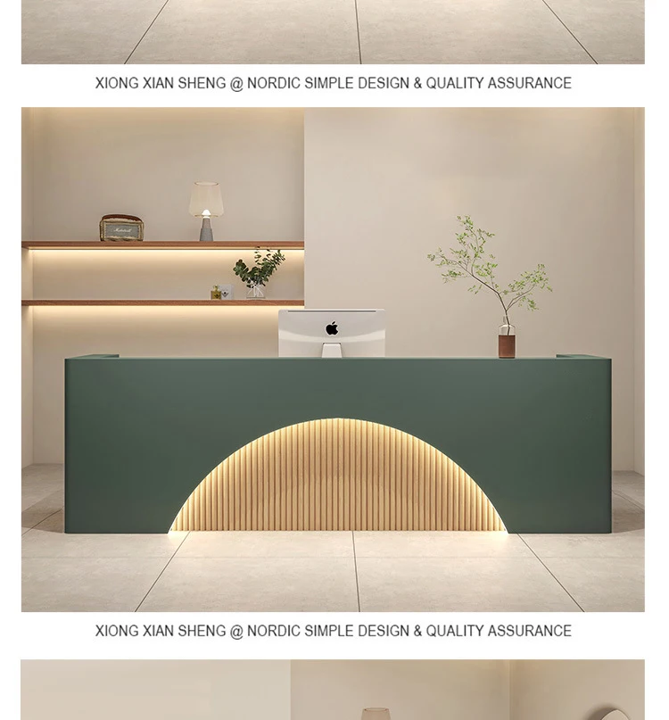 Custom Modern Commercial Office Front Reception Table Wooden High-end ...