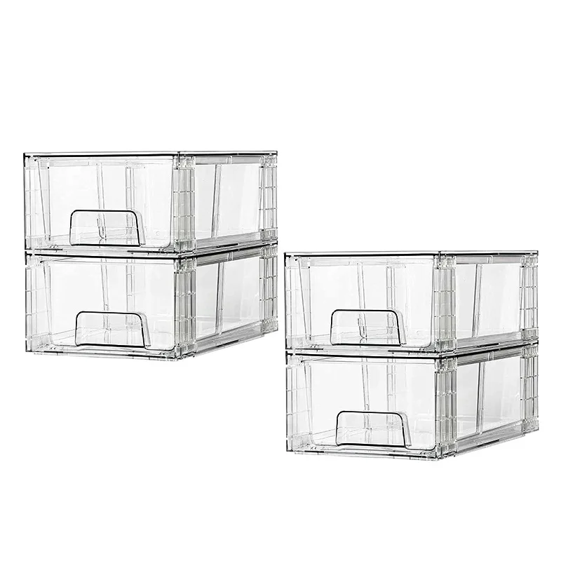 2025 Hot Clear Stackable Plastic Storage Drawers for Kitchen Organization