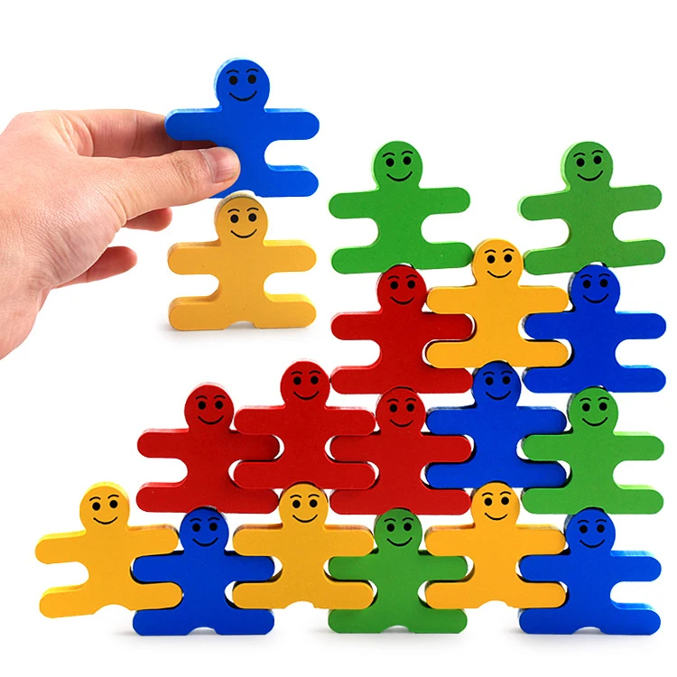 Colorful Cartoon Balance People Building Blocks Puzzle Children's Early ...