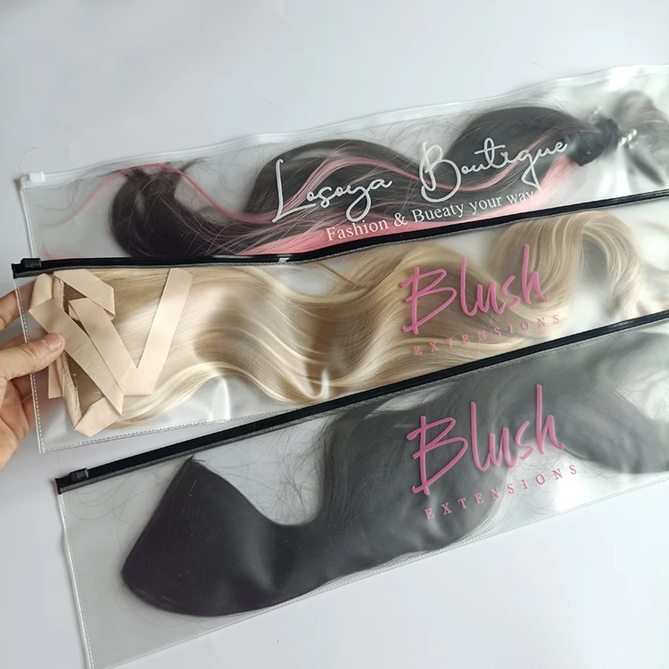 Custom Logo Plastic PVC Ziplock Bags for Hair Extensions