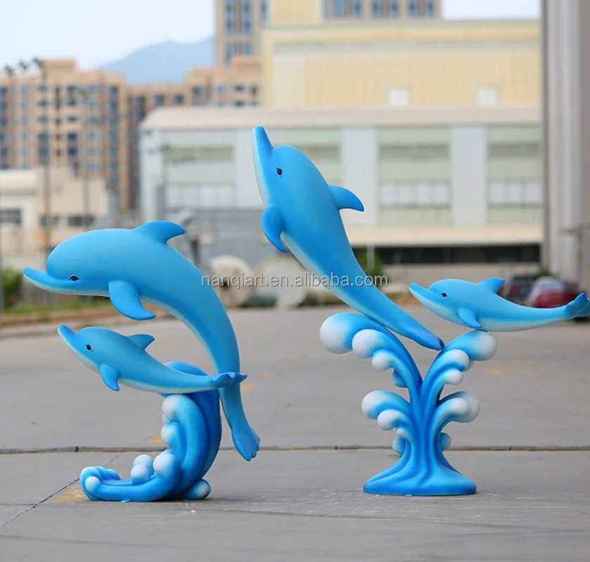 Life Size Realistic Cartoon Dolphin Statue for Outdoor