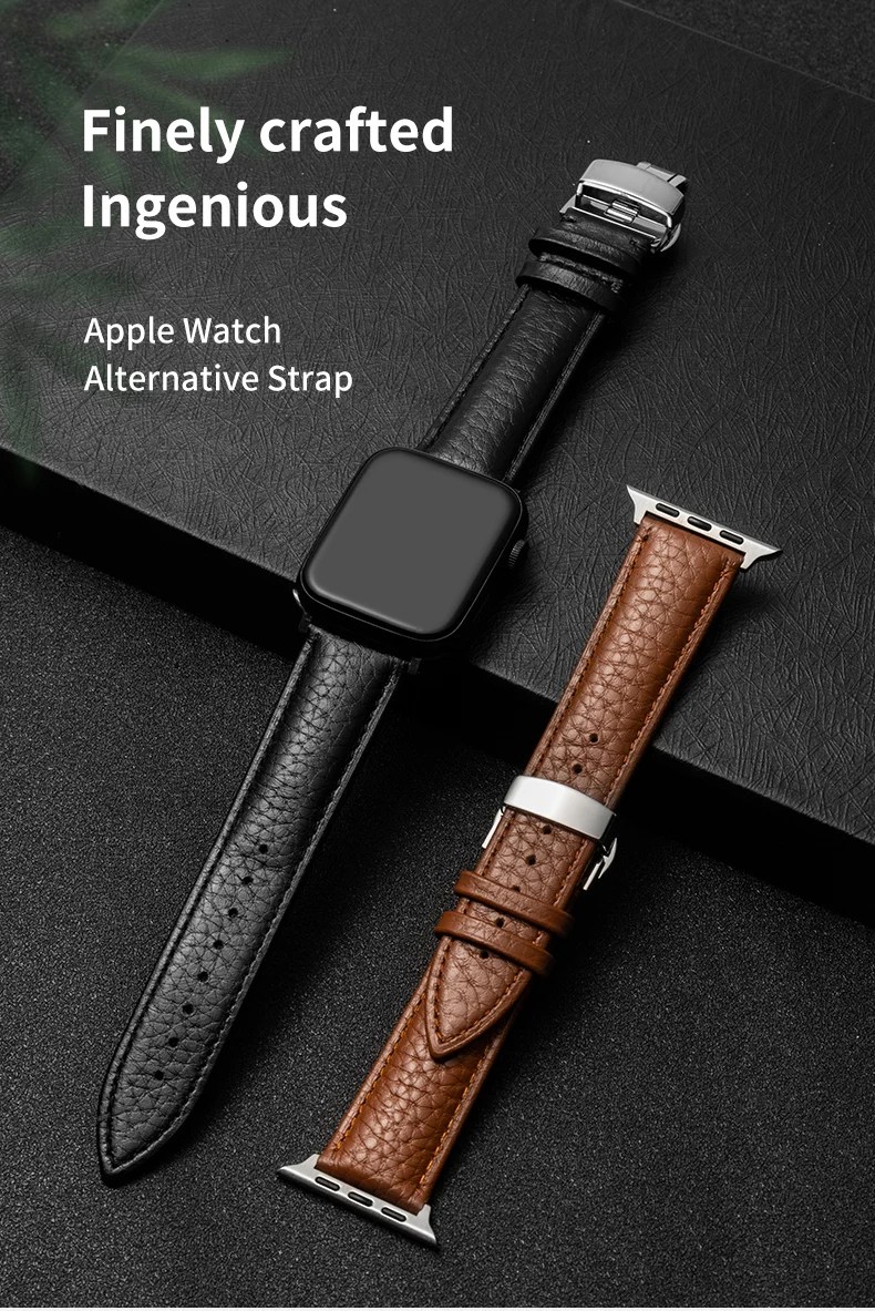 38mm 42mm For Apple Watch Series 7 Genuine Leather Watch Band Strap ...