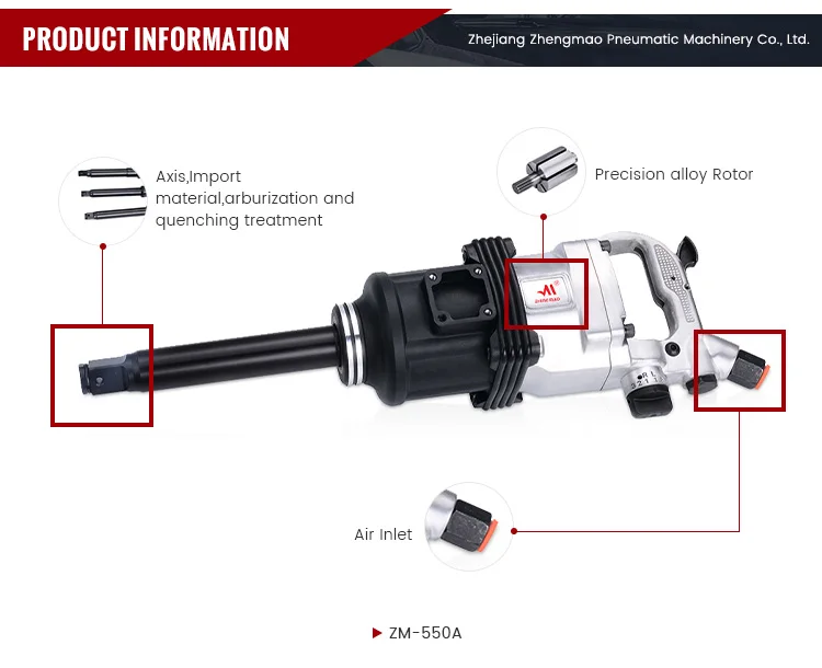 Heavy Duty Long Nozzle Pneumatic Torque Wrench Bolt Tightening Tool ...