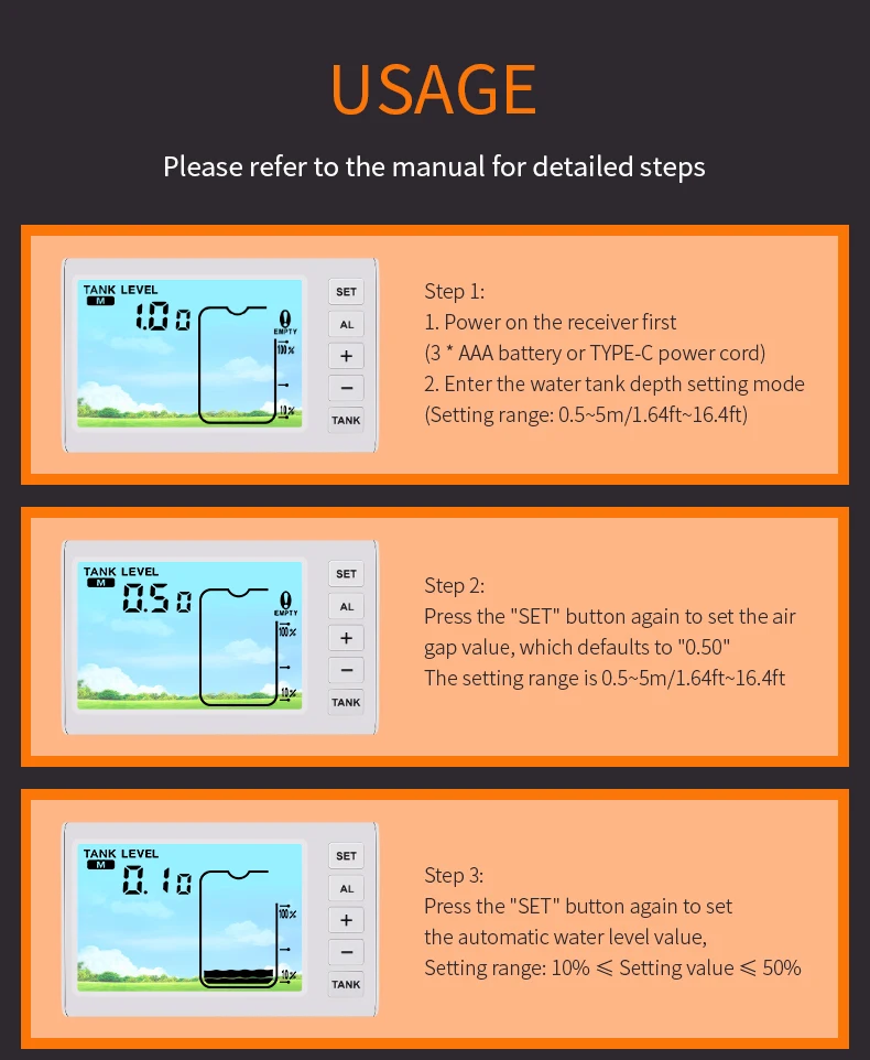 2024 Ultrasonic Digital Water Level Gauge - Wireless & Accurate