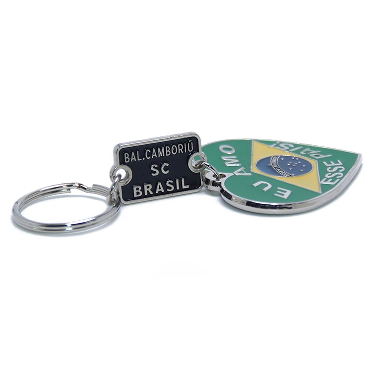 Custom Heart Shape Brazil Souvenir Keychain - Ageotoy FK6603