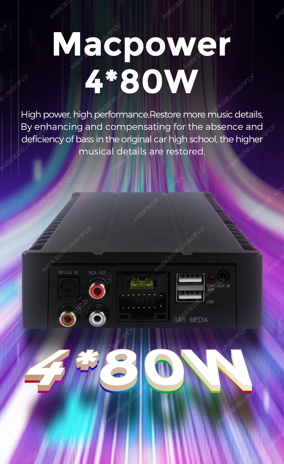 MEKEDE HIFI Android DSP Amplifier - 4x80w Car Stereo Upgrade