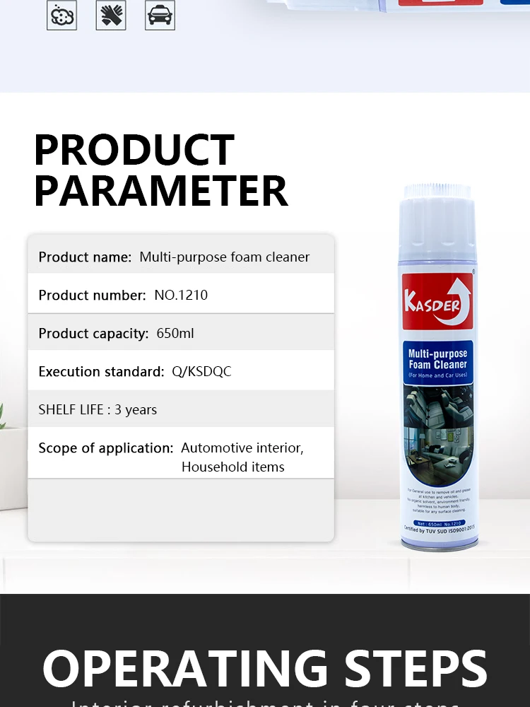 Kasder Multipurpose Foam Cleaner - 650ml Universal Solution