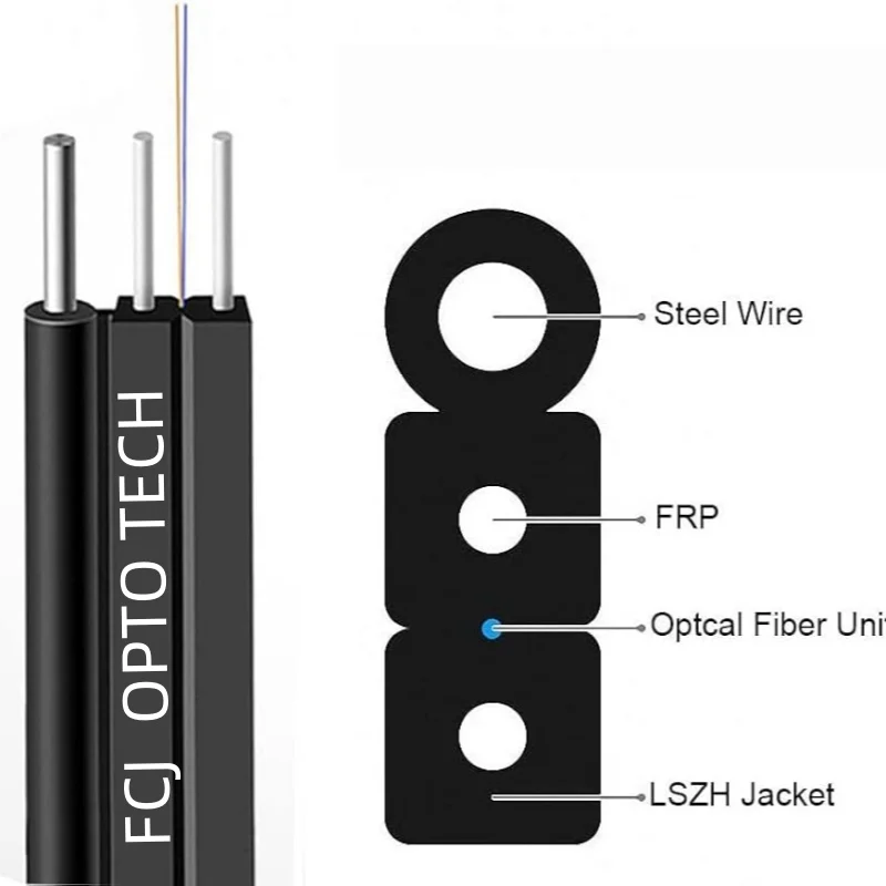 Ftth Indoor Outdoor Gjyxch Optical Fiber Drop Cable Frp/steel G657a 1 2 ...