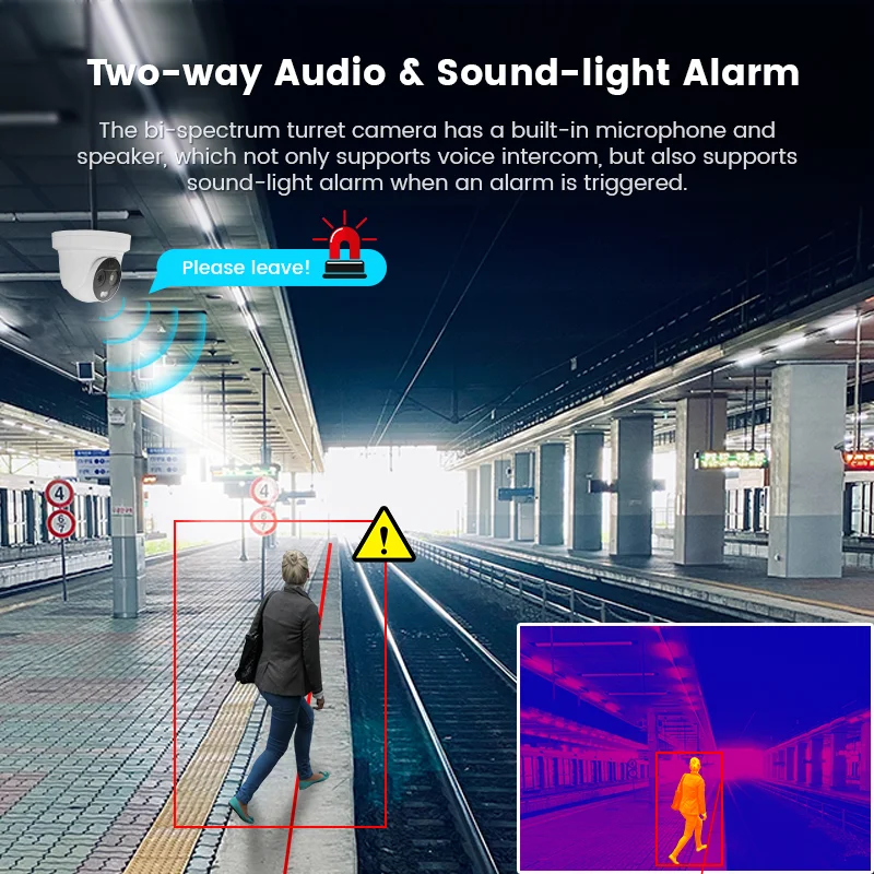 Human & Vehicle Detection Thermal Eyeball Camera Strobe Light Audio ...
