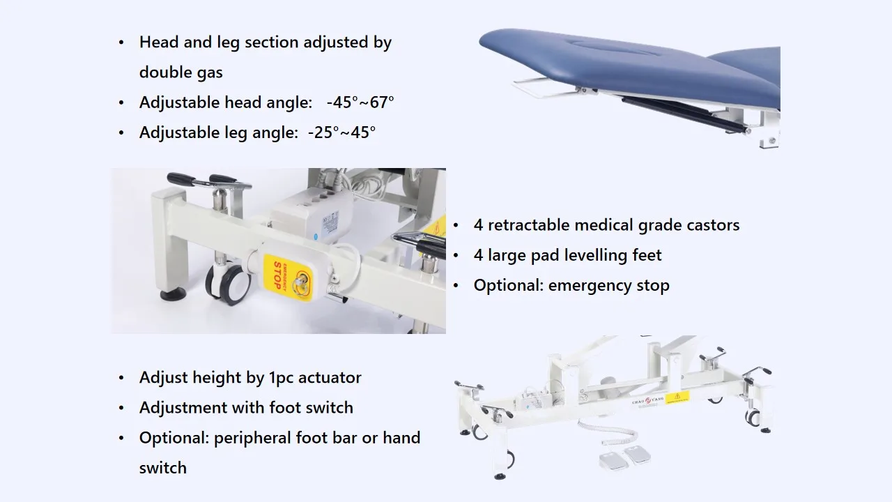 Height Adjustable Electric Physiotherapy Bed for Osteopathic Treatment