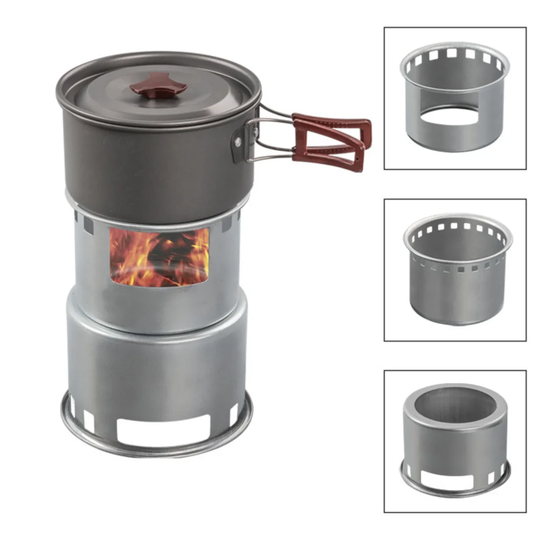 SOLO WILD Portable Wood Stove Cooking System Outdoor Hiking Camping ...