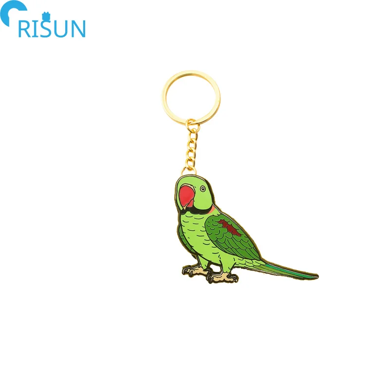 Wholesale Parakeet Feathered Enamel Keychain Llavero Custom Logo Bird ...