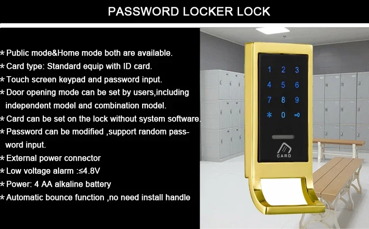 Gym Spa RFID Electronic Cabinet Locker Lock with Free Bracelet
