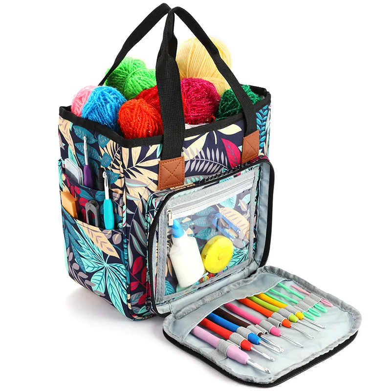 Hand Woven Crochet Yarn Blue Satchel Needle Yarn Thread Handbag Sweater ...