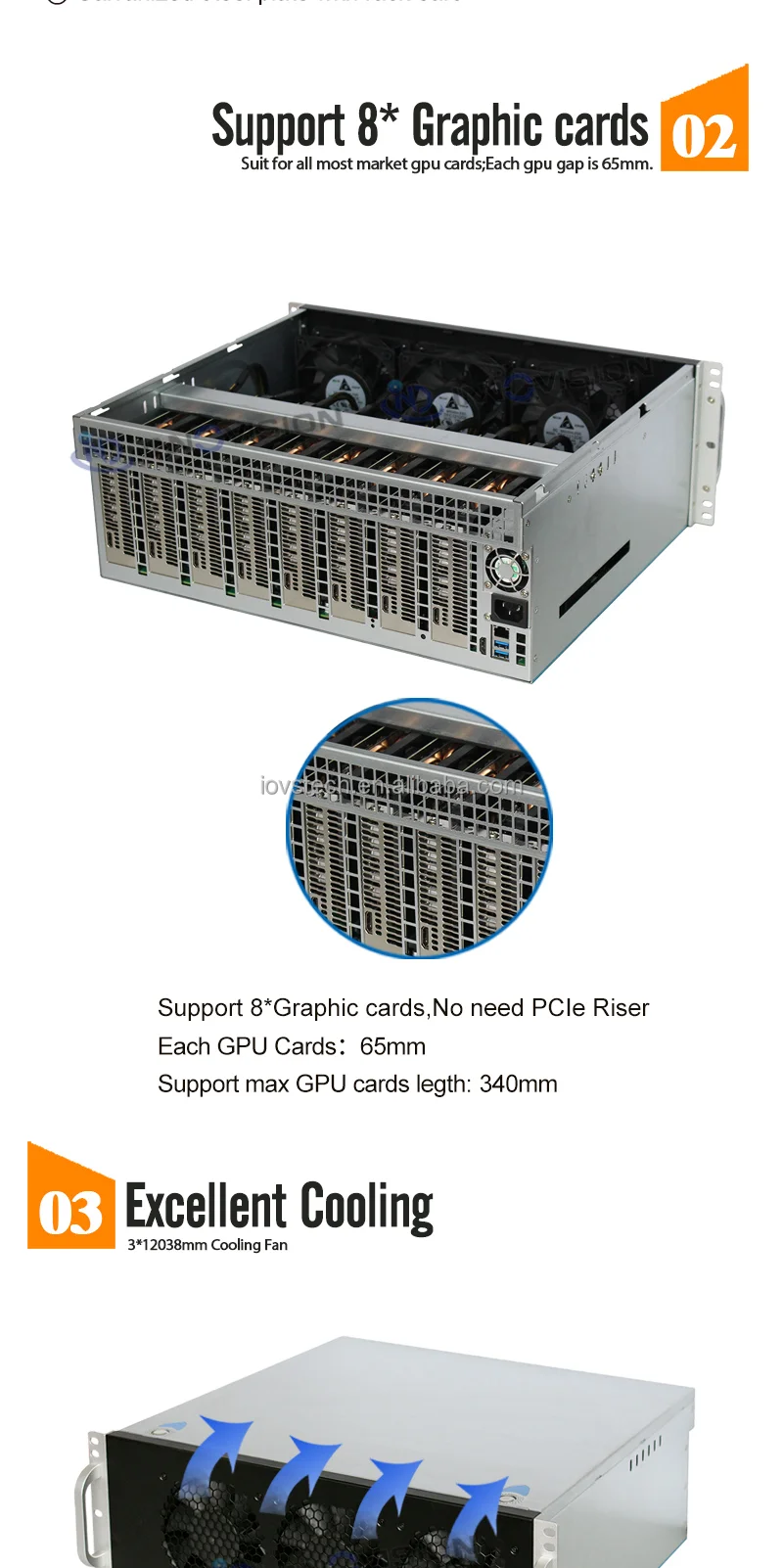 4U 19inch Rack with 8GPU Cards - AI Learning Server Barebone