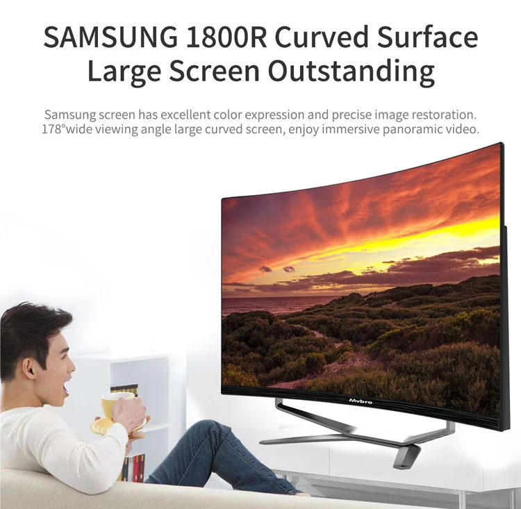 Curved 27" All-in-One PC Desktop with I3, I5, I7 Processors