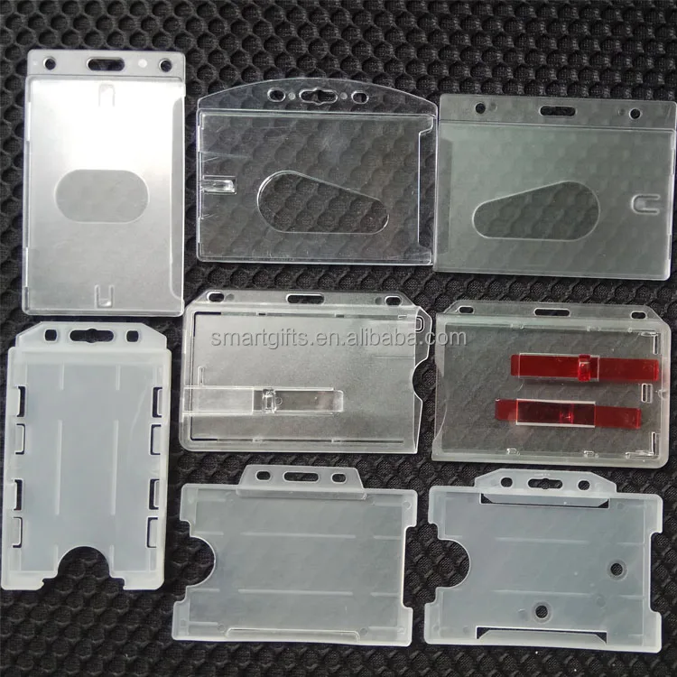 Hard Plastic Acrylic ID Card Holder with Retractable Badge, Transparent ...