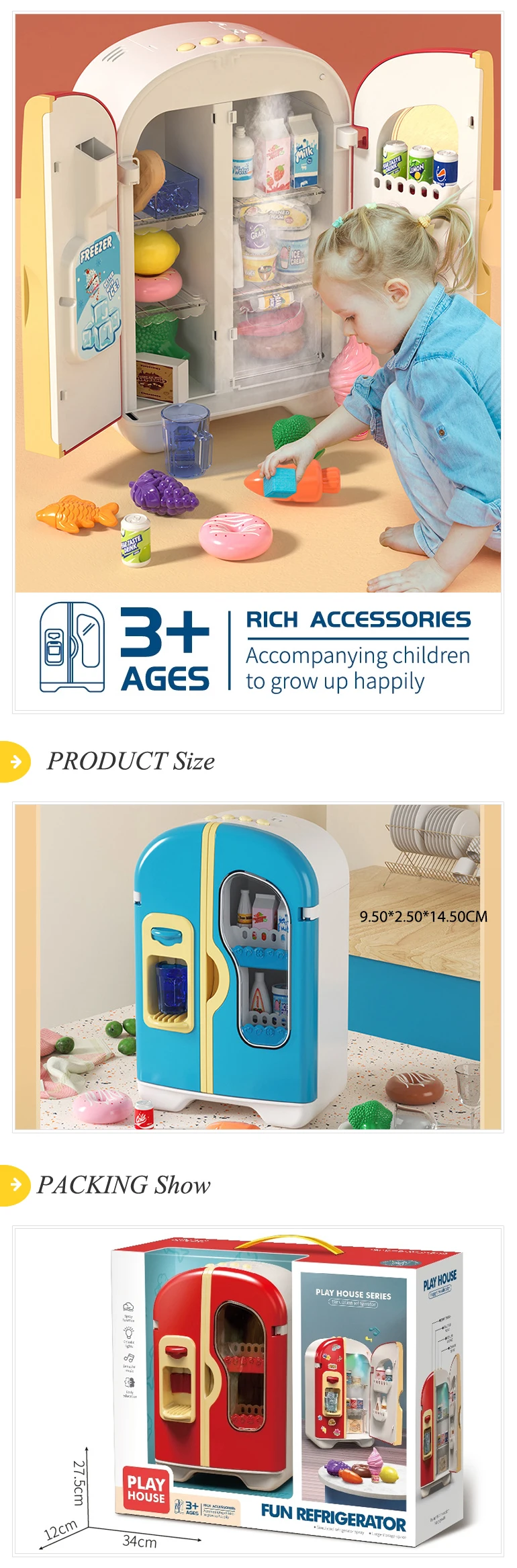 Pretend Play Simulation Refrigerator Kids Modern Kitchen Toy Set - Buy ...