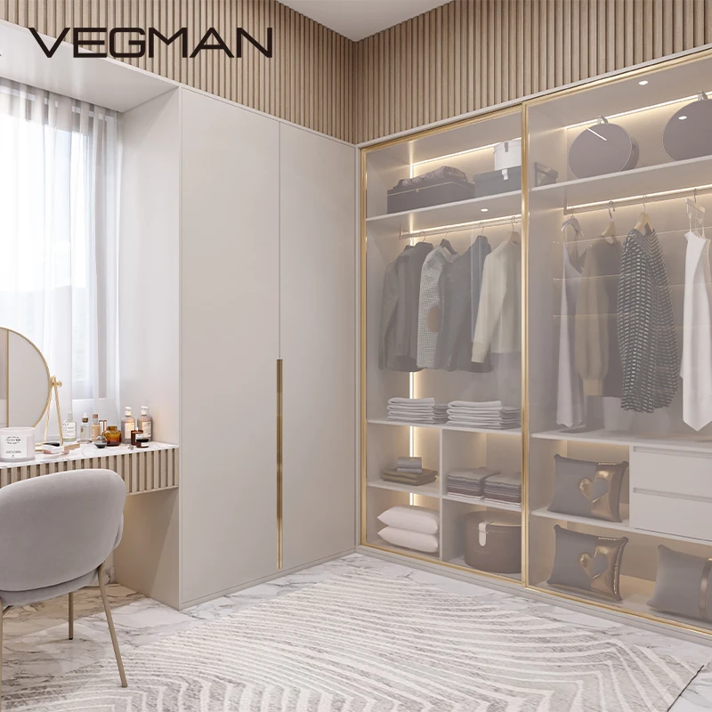 Melamine Grille MDF White Walk-in Closet, Dressing Room Storage Closet ...